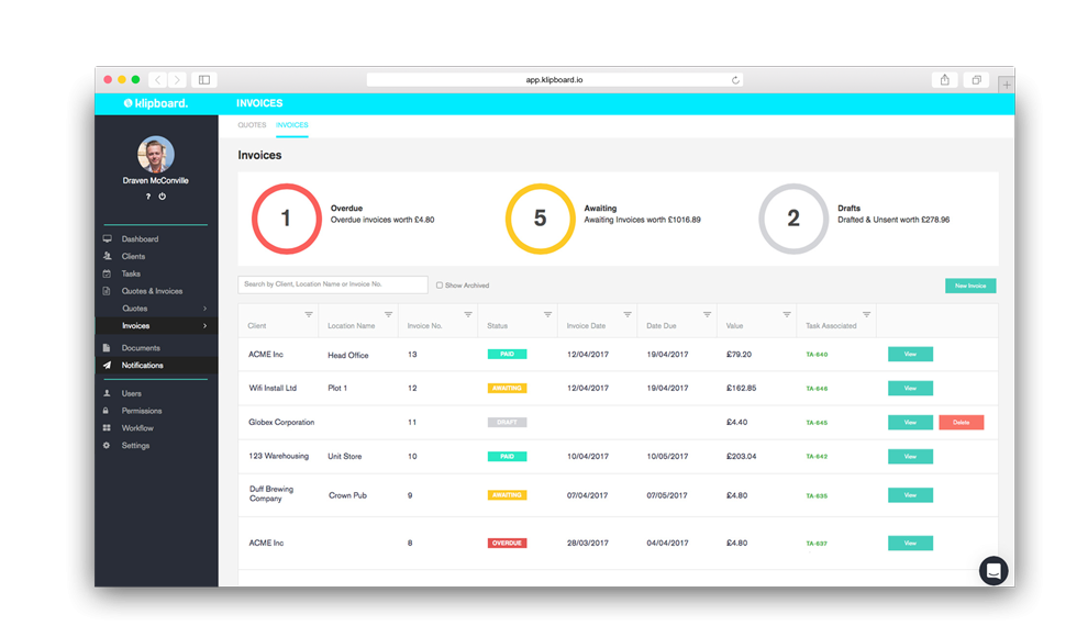 New Quoting & Invoicing Functionality at Klipboard